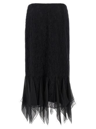Valentino Garavani Womens Black Cotton Midi Skirt