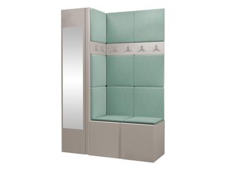Mirjan24 Garderoben-Set Monati X, Kleiderschrank mit Spiegel, Schuhschrank + 2X Kleiderhakenbrett Gepolstertes Paneel/Wandpaneel, 6 Doppelhaken Flurgarderobe, 