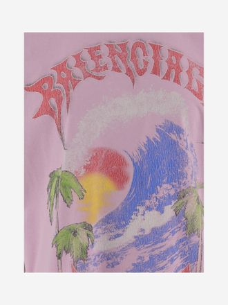 Balenciaga Womens T-Shirt Printed Cotton Pink T-Shirts & Jerseys