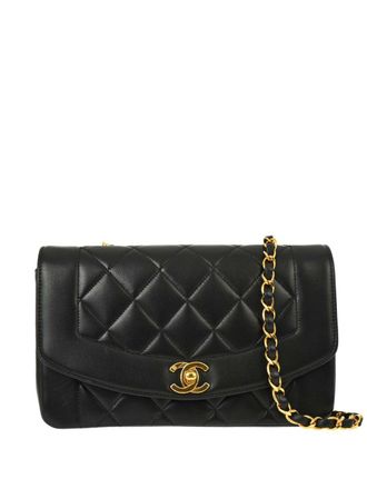 Chanel petit sac porté épaule Diana (1995) - Noir