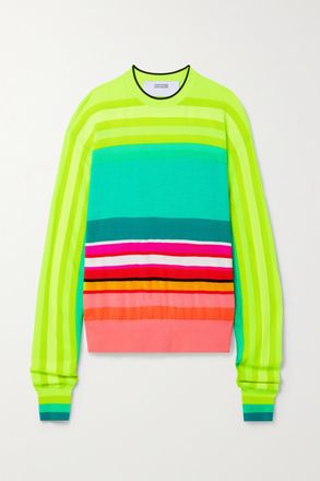 Christopher John Rogers Oberteil Aus Gestreifter Merinowolle - Gelb