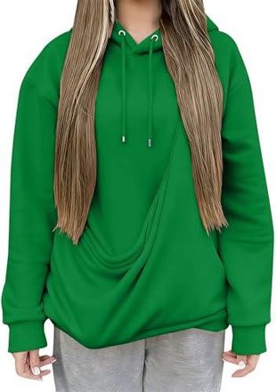Generic Pull dhiver pour femme - Sweat-shirt à col rond avec poches pour femme - Couleur unie - Automne et hiver - Avec poches - Pull décontracté léger - Gran