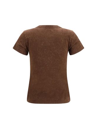 Ganni Womens Banana Cotton T-Shirt Chicory Coffee T-Shirts And Polos
