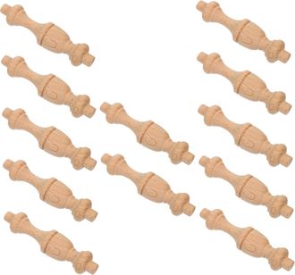 Cabilock 12 Stück Holzsäulen Mit Römischem Säulendesign Vintage Holzspindeln Mit Feinen Schnitzereien Naturbelassene Deko Für Möbel Balkon Und DIY-anwendungen 