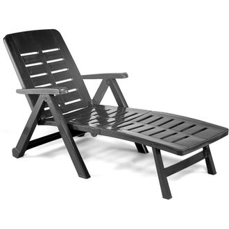 Dmora Liegestuhl Noahs, Gartenstuhl mit R&auml;dern, Klappbar Made in Italy, Tragkraft 120 kg, 189x72x96h cm Anthrazit
