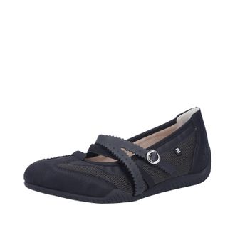 Rieker Riemchenballerina RIEKER, Damen, Gr. 40, schwarz, Nubuklederimitat, Textil, unifarben, Basic, Schuhe Riemchenballerina, Schlupfschuh, Flats, Slipper m