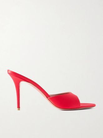 Amina Muaddi Mules En Satin Elodie - Rouge