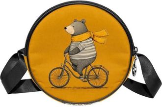 Generic Sac &agrave; bandouli&egrave;re rond pour femme, joli ours avec fermeture &eacute;clair, bretelles r&eacute;glables, sac &agrave; main rond d&eacute;contract&eacute; pour femmes et filles