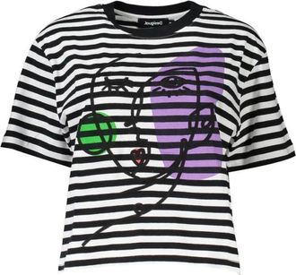 Desigual Femme, Tops, Multicolore, Taille: 46 FR Haut Femme en Coton Noir Chic Tee