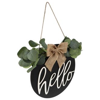 Artibetter Hallo Holzschild T&uuml;ranh&auml;nger 30cm Holz mit Aufh&auml;ngeseil Landhausstil Dekoration f&uuml;r Haust&uuml;r Wohnzimmer Bar