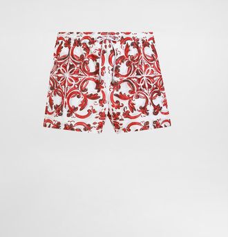 Dolce & Gabbana Kurze Badeboxershorts Mit Majolika-print - Mann Beachwear Multicolor 3