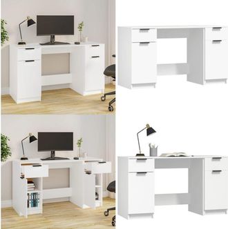 vidaXL Vidaxl - Schreibtisch mit Beistellschrank Weiß Holzwerkstoff - Schreibtisch - Bürostuhl - Home Office - Arbeitsplatz - Holzwerkstoffmöbel - Home &