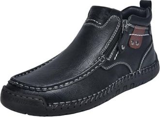 Generic Bottines Chukka faites &agrave; la main en cuir de qualit&eacute; sup&eacute;rieure pour homme - Chaussures de conduite l&eacute;g&egrave;res &agrave; enfiler avec fermeture &eacute;clair lat&eacute;rale po