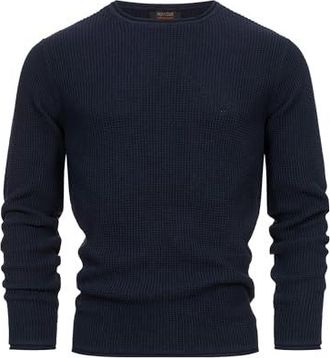 Indicode Hommes INPetri Knit Sweater | Pull en mélange de Coton Navy XL