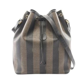 Fendi Sac &agrave; bandouli&egrave;re Pre-owned en toile enduite PVC et cuir Pequin - Femme - Pre-owned - Brun - Taille: ONE Size