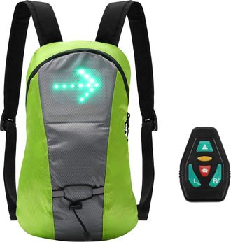 Lixada Rucksack, reflektierend, leicht, USB, wiederaufladbar, Richtungsanzeige, Licht, kabellos, f&uuml;r Radfahren, Laufen, Joggen, gr&uuml;n, Medium