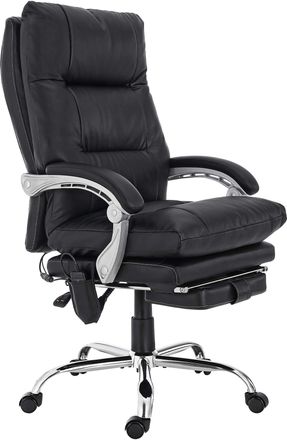 Clp B&uuml;rostuhl ergonomisch mit Massagefunktion Sirba, Schreibtischstuhl mit Heizfunktion und Fu&szlig;ablage, Drehstuhl h&ouml;henverstellbar bis 150 kg, Farbe:schwar