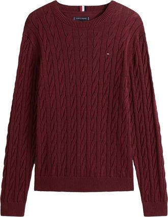 Tommy Hilfiger Herren Iconic Zopfstrickpullover Kollektion 2024, Deep Rouge, XL
