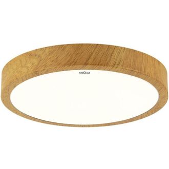 Licht-Erlebnisse Licht-erlebnisse - led Deckenlampe Metall &oslash; 48 cm rund IP44 Holz (Eiche) neutralwei&szlig; 4100 k 2520 lm Deckenleuchte