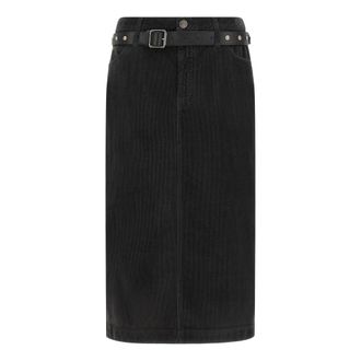 Pinko Gerade Cord-Midi-Rock - - Skirts - Damen - Schwarzk - S