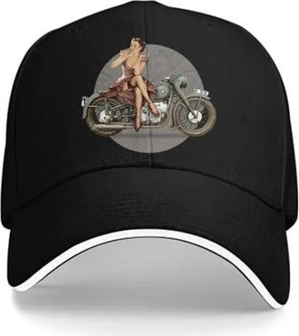 Generic Casquette de Baseball Homme, Casquette d&eacute;t&eacute;, visi&egrave;re de Soleil, &Eacute;pingle &agrave; la Moto Fille, Seconde Guerre Mondiale, Casquettes Hip hop, Chapeaux &agrave; Point
