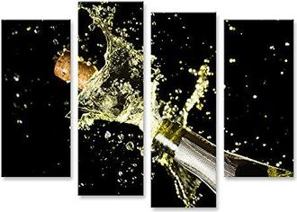 Islandburner Tableau sur toile Gros Plan Explosion De Bouchon De Champagne Cadre Affiche Poster Murale Tableaux