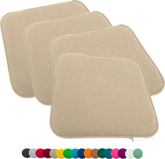 Heimtexland 4er Pack Sitzkissen Filz Stuhlkissen Bodenkissen Polster Stuhlauflage Indoor Outdoor Kissen eckig Typ631 Filzkissen Sand 35x35 cm 4 Stück