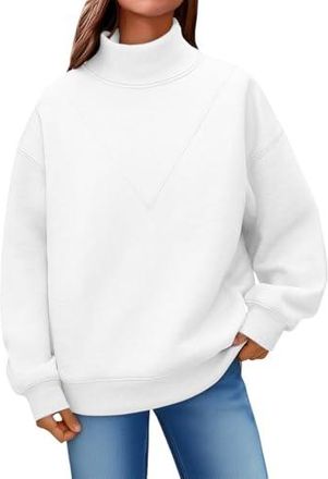 Generic Pull pour femme - Couleur unie - Haut surdimensionn&eacute; - Col rond - Manches longues - Automne - Hiver - D&eacute;contract&eacute; - Confortable - Tendance - Confortab