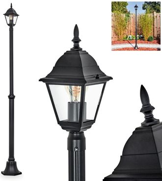 HOFSTEIN Kandelaber Naofe, Außenwegeleuchte aus Metall/Glas in Schwarz/Klar, Wegeleuchte im Vintage/Antik/Landhaus-Design für Garten, Außenbereich, Hof, Höhe 1