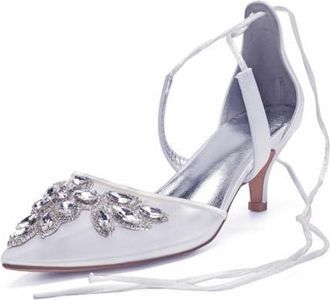 Generic Chaussures De Mariage Femme À Talon Aiguille Chaussure Mariée Bout Pointu Haut Sexy Dress Fête Heel Shoes 6Cm,Blanc,36 EU