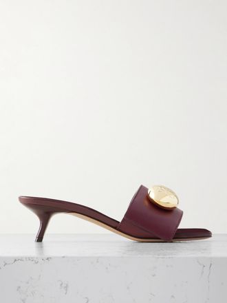 Loewe Mules En Cuir Pebble - Bordeaux