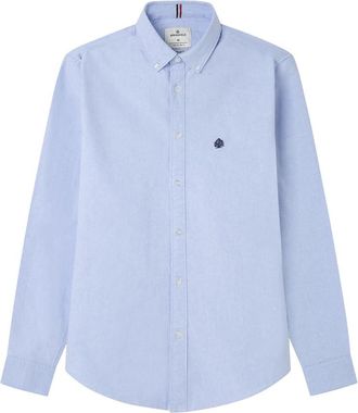 Springfield Herren Original Oxford with Tree Embroidery. 100% Bci Cotton Besticktes Hemd, blau, L