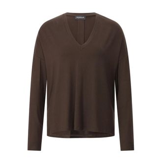 Dondup V-Ausschnitt Oversized Langarmshirt - - Tops - Damen - Braun - L