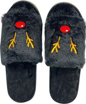 Generic Pantoufles dHalloween pour adultes, chaussures dint&eacute;rieur pelucheuses en peluche avec motif visage de citrouille, pantoufles dint&eacute;rieur douces et chau