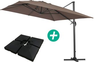 Habitat et Jardin Parasol jardin d&eacute;port&eacute; Alu Sun 4 - Rectangle - 3 x 4 m - Taupe - Dalles &agrave; lester incluses