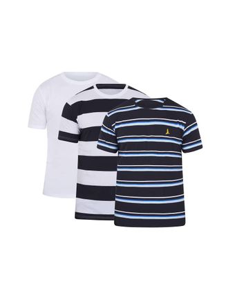 Brave Soul Lot de 3 t-shirts ras de cou en coton - Bleu marine