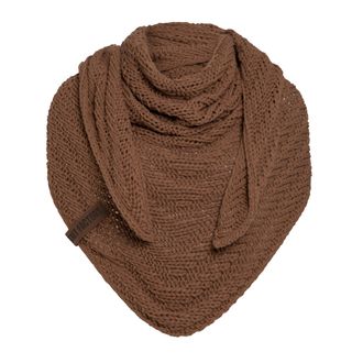 Knit Factory Dreiecksschal Sally - Damen Strickschal mit Wolle - Grob gestrickten Schal - Hochwertige Qualität - XXL Schal - 220x85 cm - Tobacco