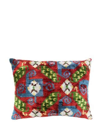 Les-Ottomans coussin en velours mélangé (50 cm x 40 cm) - Rouge