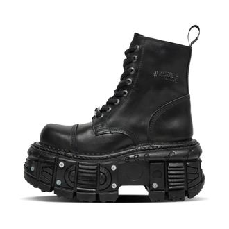 New Rock Stilvolles Schwarzes Tank mit Schrauben - - Shoes - Damen - Schwarzk - 40 EU