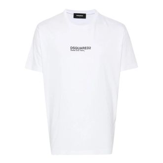 Dsquared2 Wei&szlig;es Jersey-T-Shirt mit Logo-Print - - Tops - Herren - Wei&szlig; - L