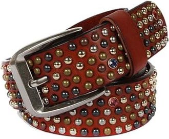 Generic Ceinture western cloutée en cuir véritable avec strass pour femme Style cowboy Accessoire de taille, 1, 115 cm