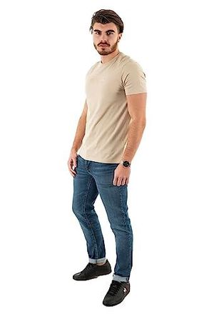 Guess SS Classic Pima EMB T-Shirt, Beige, S Homme