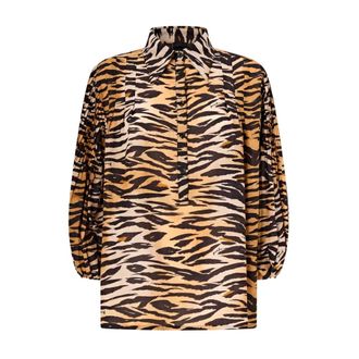 Pinko Pinko, Femme, Blouses et Chemises, Multicolore, Taille: 36 FR Blouse en coton et soie &agrave; imprim&eacute; animal