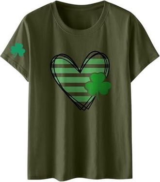 Generic T-shirt de la Saint-Patrick imprim&eacute; tr&egrave;fle col rond coupe ample &agrave; manches courtes T-shirts tendance d&eacute;contract&eacute;s pour la Saint-Patrick V&ecirc;tements d&eacute;t&eacute; 