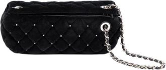 Chanel Pre-owned Pochette clout&eacute;e en velours - Femme - Pre-owned - Noir - Taille: ONE Size