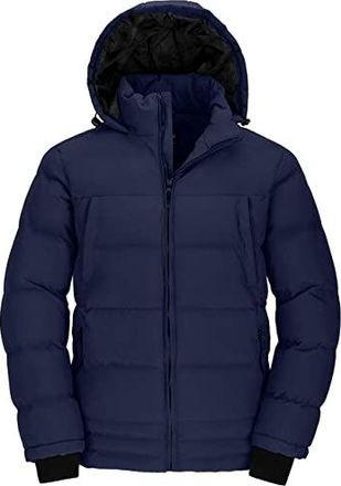 Wantdo Homme Veste à Capuche en Coton Classique Veste Coupe-Vent Extérieure Parka dhiver Veste Chaude Doublée en Polaire Manteau Décontracté Style Militaire 