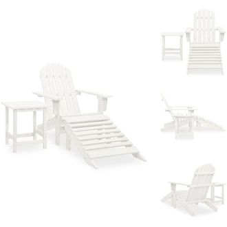 vidaXL Adirondack-Gartenstuhl mit Fu&szlig;st&uuml;tze & Tisch Tannenholz Wei&szlig; - Gartenstuhl - Holz Gartenm&ouml;bel - Esszimmerstuhl - Outdoor M&ouml;bel - Tannenholzm&ouml;bel