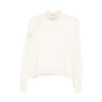 Twinset Femme, Pulls, Beige, Taille: 38 FR Pull &agrave; col roul&eacute;
