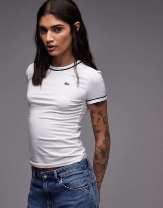 Lacoste T-shirt c&ocirc;tel&eacute; - Blanc