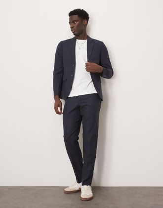 Selected Reed - Pantalon en laine mélangée - Bleu marine